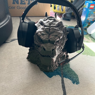 Godzilla Headphone Head 3D Printed Headphone Stand Bust - Etsy