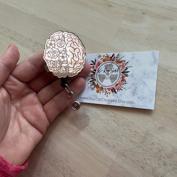 Floral Brain Badge Reel - Neurology Badge Reel - Neuro ICU Badge ...