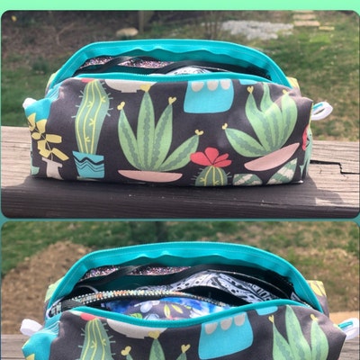 Boxy Makeup Bag Large Succulents and Cacti Print Zipper Pencil Pouch - Etsy