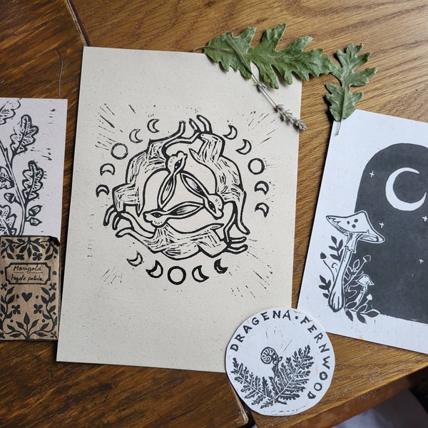 Linocut Print - Love Potion - A6 - Handmade - Etsy