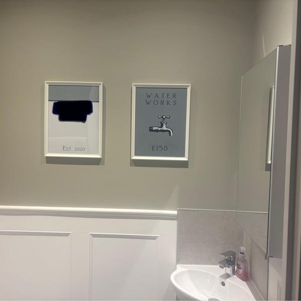 Printable Vintage Monopoly Water Work Art Print, Bathroom Art Print ...