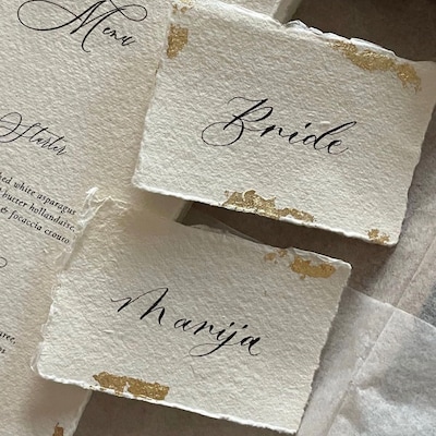 Calligraphy Scroll Name Place Cards on Handmade Paper Calligraphy Name ...