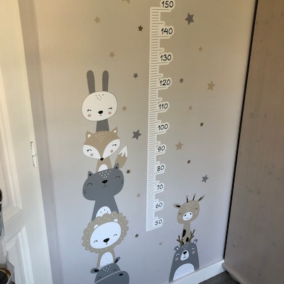 Wall Height Chart, Woodland Wall Decal, Forest Wall Decal, Animals ...