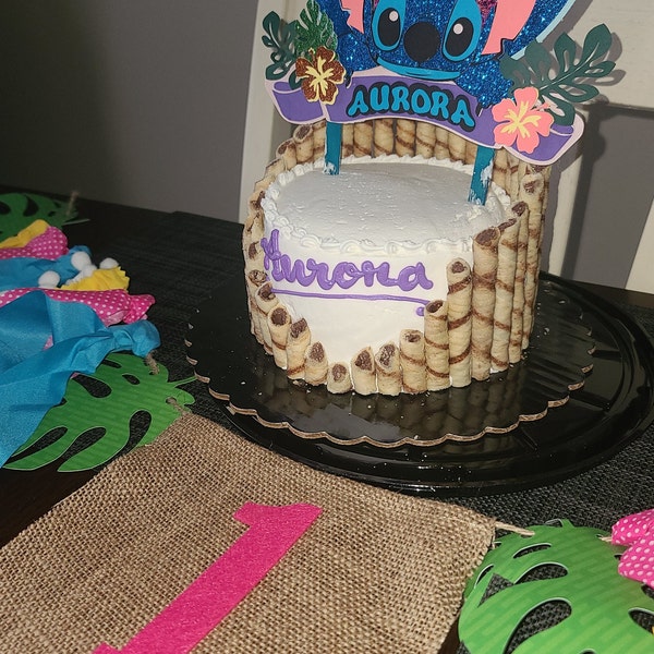 Stitch Cake Topper, Cake Topper With Shaker, SVG & PNG, Hawaiian Party ...