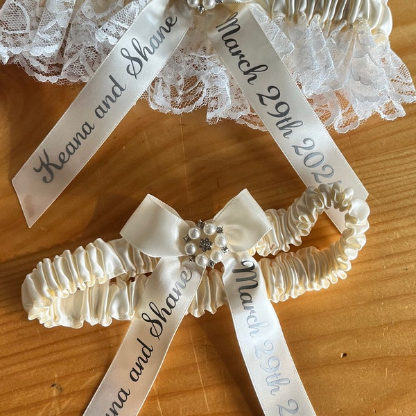 Wedding Garters for Brides, Ivory Bridal Garter Set, Prom Garters for ...