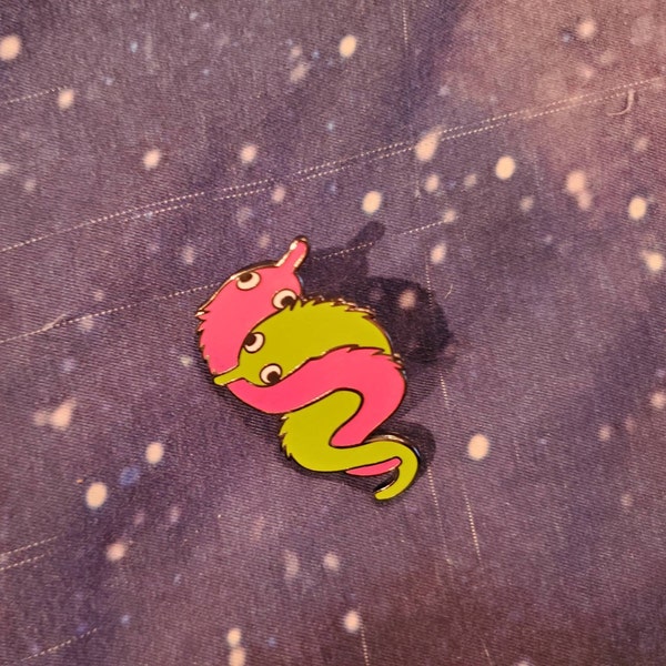 Cuddle Pile - Worm on String Enamel Pin - Etsy
