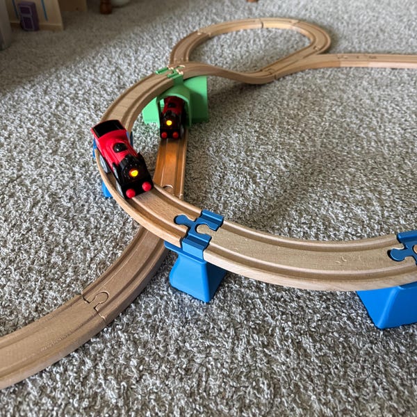 4 Way Track Tunnel for Wooden Trains Accessories, Optional Tower ...
