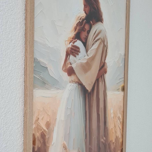 Jesus and Little Girl Praying, Modern Christian Art, Jesus Christ and ...