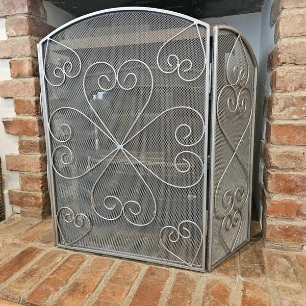 Iron Three Fold Black Fire Guard With Tealight Holders/ Simplistic ...