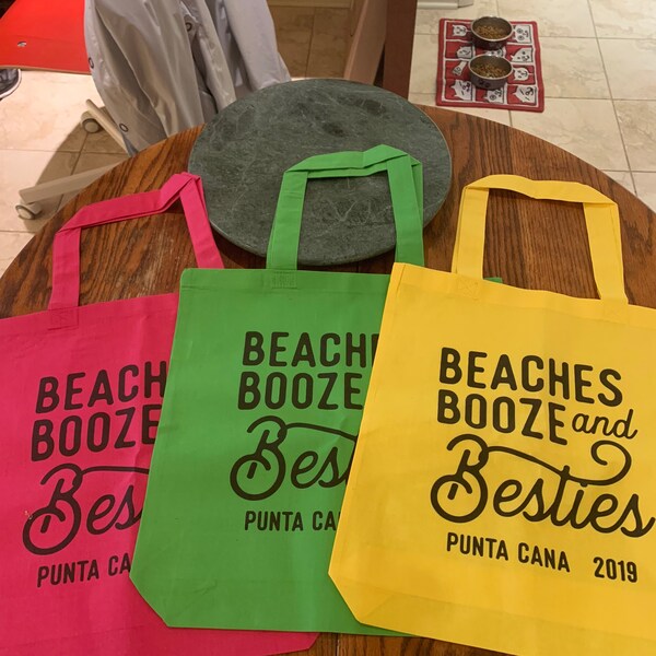 Beach Booze & Besties Tote Bag - Bachelorette Party Bag - Girls Trip ...