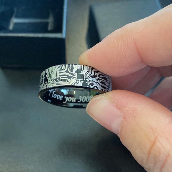 Circuit Board Wedding Band, Computer Science Engagement Ring, PC Board ...