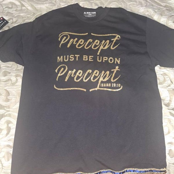 Hebrew Israelite T Shirt With Fringes, Precept Upon Precept, Gold ...