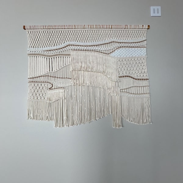 Macrame Wall Hanging Boho Decor Fiber Wall Art Abstract Macrame Long ...