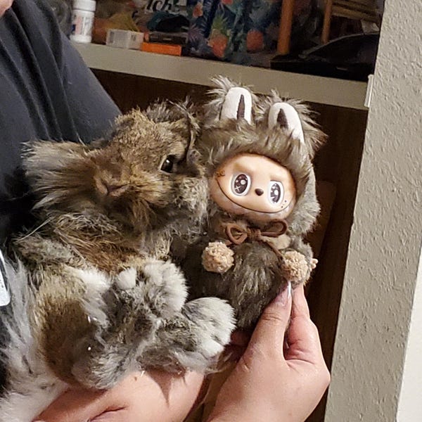 Cow Cat Labubu Original Handmade Black and White Cat Zimomo Plush ...