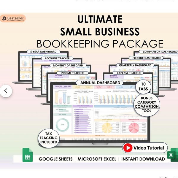 Small Business Easy Bookkeeping Spreadsheet Profit and Loss Excel ...