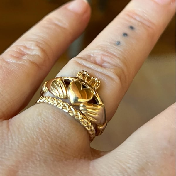14K Yellow Gold Claddagh Ring I Irish Claddagh Ring I Irish Crown Ring ...