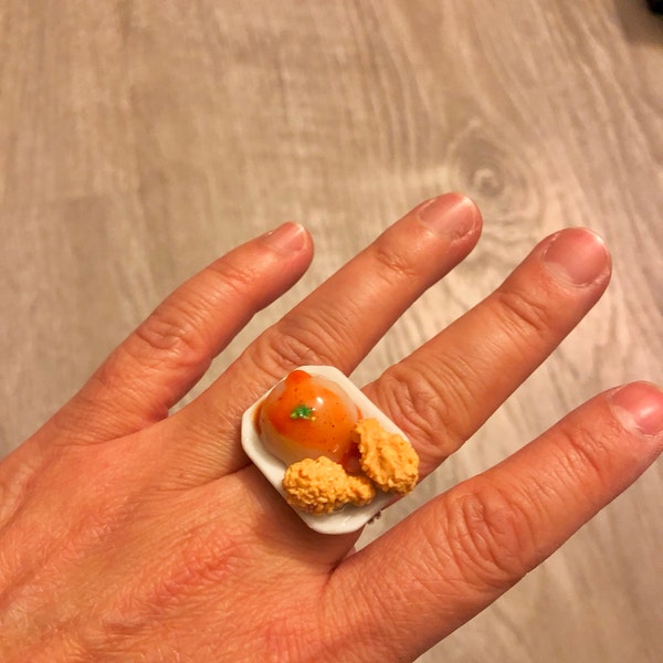 Fried Chicken and Gravy Ring-miniature Food, Food Jewelry - Etsy