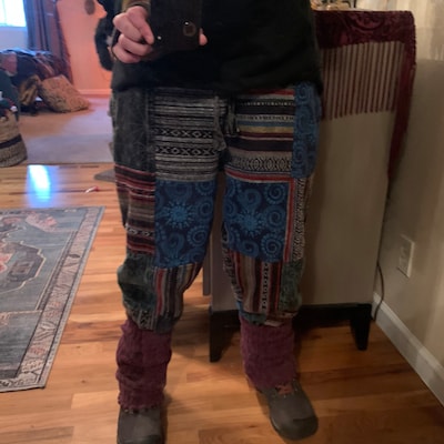 Unisex Patchwork Pants With Multi-textured Patches, Thick Trousers ...