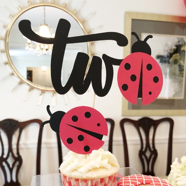 Lady Bug ONE Cake Topper - Girl First Birthday, Ladybug Birthday, First ...