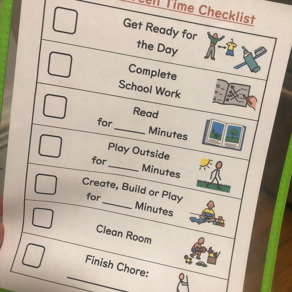 Before Screentime Checklist for Kids - Etsy