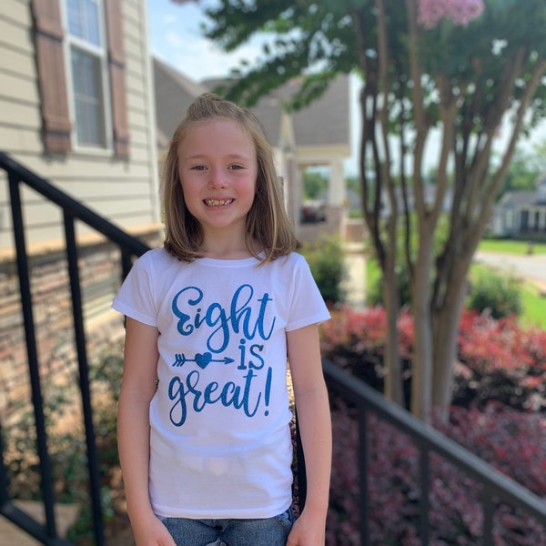 Eight is Great Shirt - 8th Birthday Shirt - Eight Year Old Birthday ...