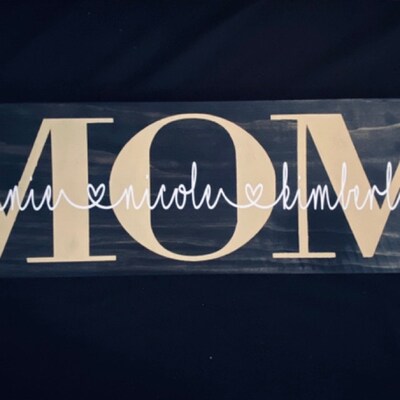 Personalized Mom Sign Custom Stained Wood Mom Sign With Kids - Etsy