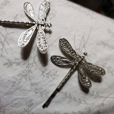 Dragonfly Bobby Pins, Set of Two, Antique Silver, Nickel Free Dragonflies, Dragonflies ...