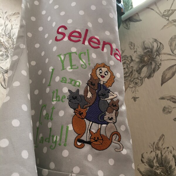 Yes I Am the Cat Lady Embroidery Design, Funny Cartoon Saying, Kitchen ...