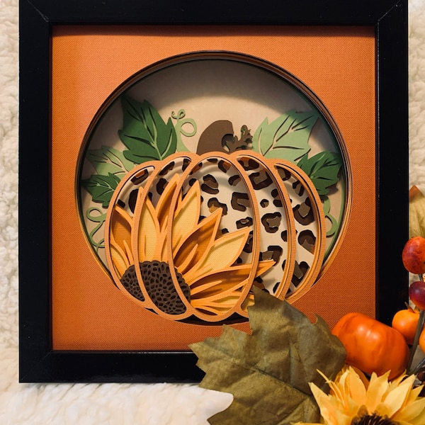 Pumpkin Shadow Box Svg, Pumpkin Flower Shadow Box Svg, 3d Pumpkin Svg ...
