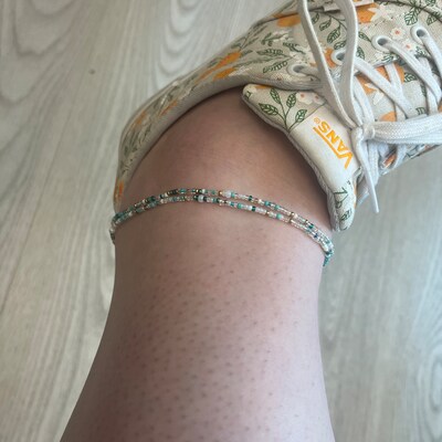 STARDUST Gold Luster Beaded Anklet Double Wrap Anklet Stretchy Anklet Anklets for Women Czech ...