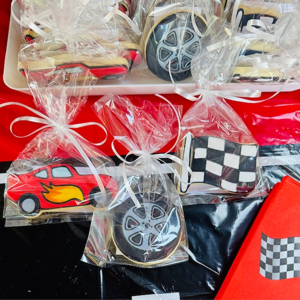 Racing Theme Cookie Favors, Car Theme Cookies for Birthday, Cute Race ...