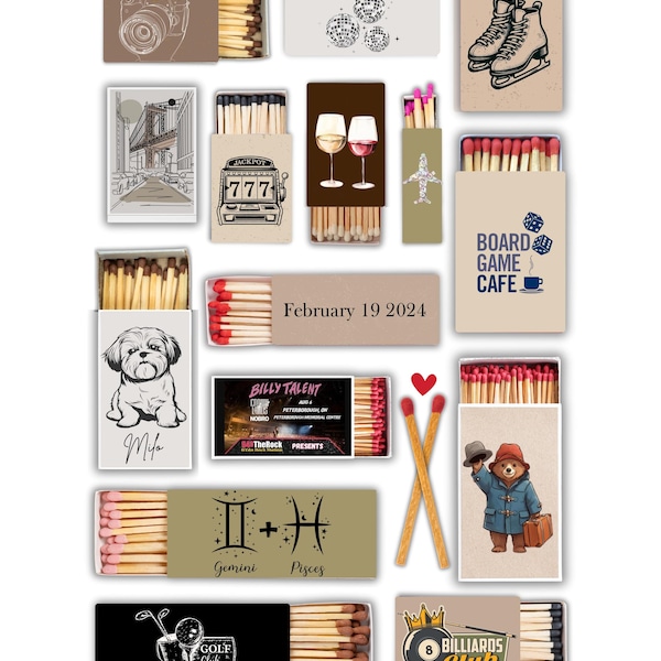 Custom Matchbook Art Print, Personalized Retro Poster (digital Download ...