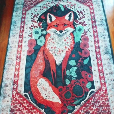 Art Deco House Fly Rug, Bug and Flowers Vintage Rug, Floral Persian Rug ...