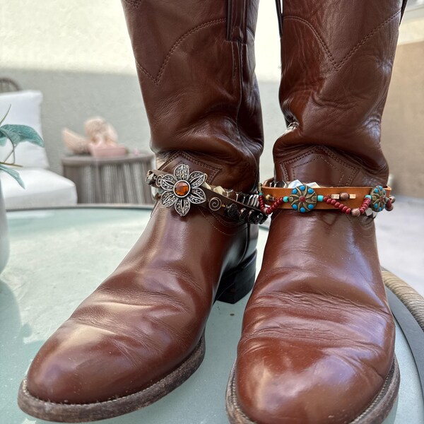 Boot Strap With Leather and Beading - Etsy