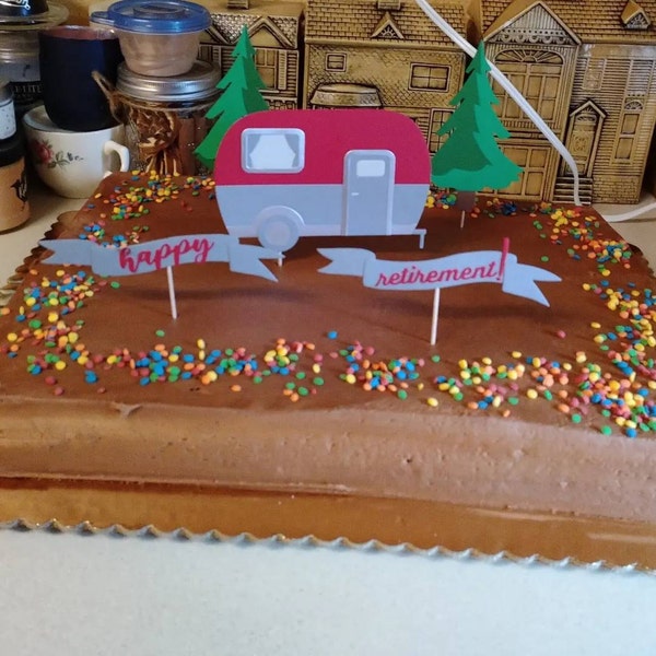 Camper Cake Topper: Adventure Awaits, Camping Party Decoration - Etsy