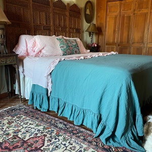 LINEN SHEET With Ruffles Ruffled Linen Top Sheet Made by | Etsy