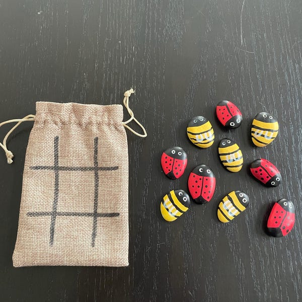 Bumblebee & Ladybug Tic Tac Toe Painted Rock Game - Etsy