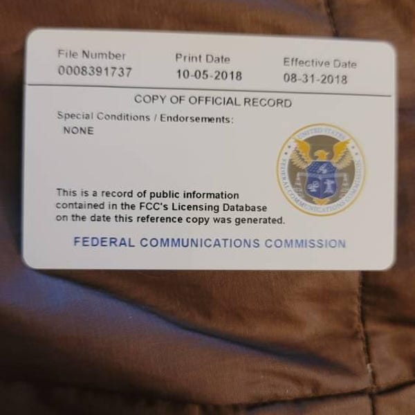 Full Color Ham Radio FCC License Wallet Card - Plastic Wallet Card (PVC ...