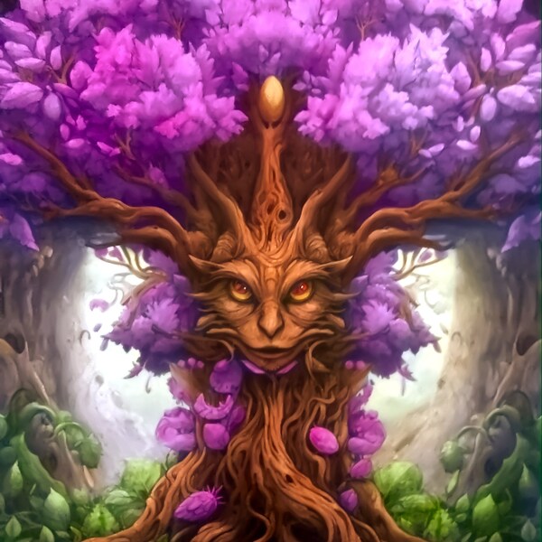 40 Fantasy Tree Creatures Coloring Pages | Printable Adult Grayscale ...
