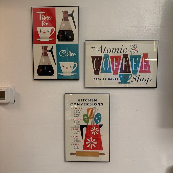 Conversion Chart for Kitchen, Mid Century Modern Art Print, Kitchen ...