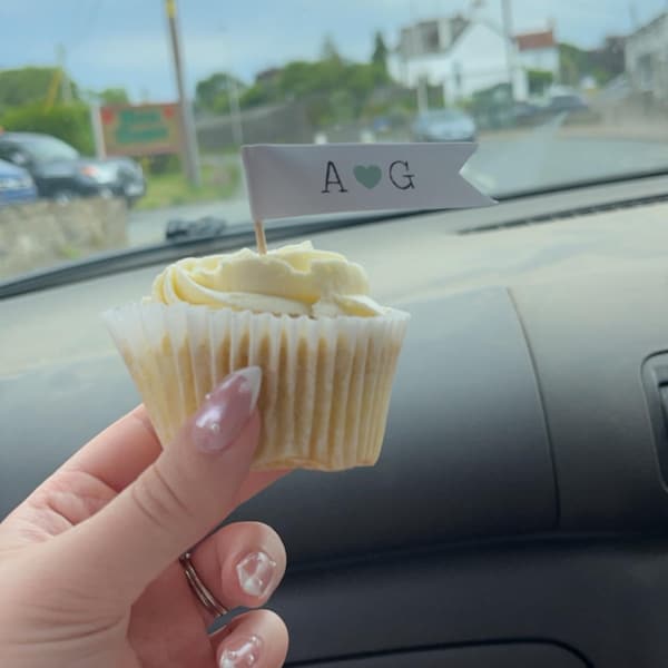 18 Personalised Wedding Cupcake Flags, Engagement, Anniversary, Cupcake ...