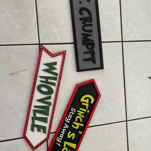 Grinch Directional Signs: Christmas Decor, Whoville, Mt. Crumpet ...