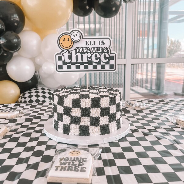 Two Cool Cake Topper Custom 2nd Birthday Cake Topper Smiley Face Cake ...