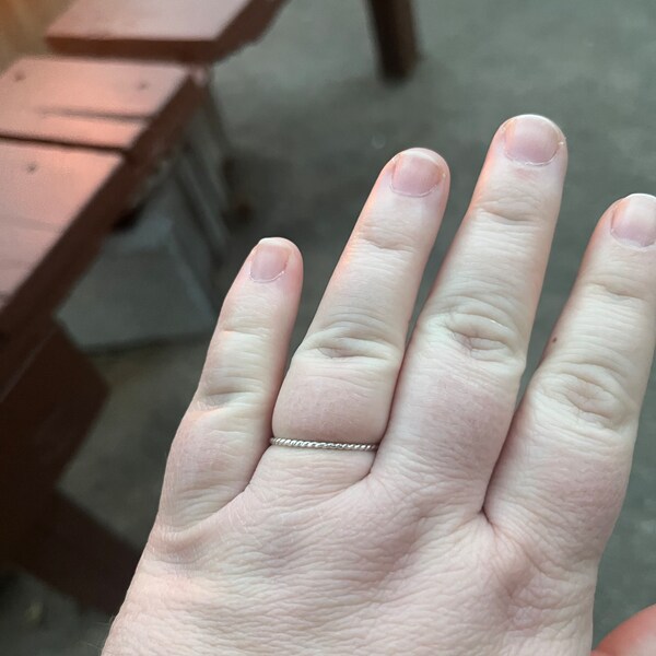 Silver Rope Ring--thin Silver Twist Stacking Ring--one Solid Sterling Silver Thin Twist Wire ...