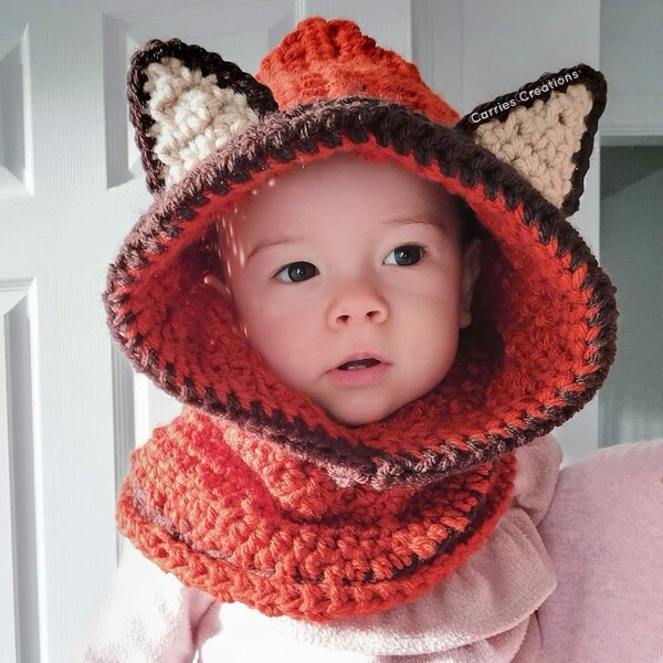 CROCHET Pattern-flint Fox Cowl (12/18 Months, Toddler, Child, Adult ...