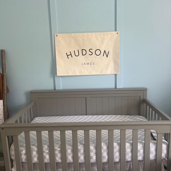 Baby Name Flag Canvas Flag Nursery Name Sign Custom Name Banner Boho ...