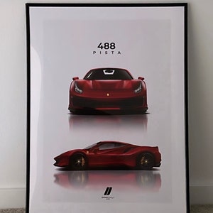 Ferrari Supercar F8 Tributo | Print Poster Artwork | Birthday, Wall ...