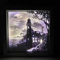 Lighthouse Lightbox Template: Paper Cut Shadow Box (SVG, PDF, PNG ...