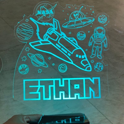 Rocket Ship, Space Theme Night Light, Personalized Free, LED Night Lamp ...