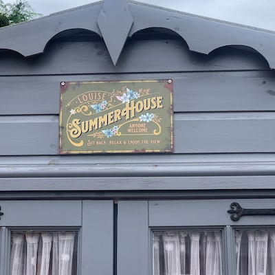 Personalised Summer House Sign Metal Garden Wall Door Decor Accessory ...
